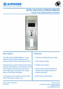 GTN-1A.S.SS.CPROX.WAVE Spec - AIPHONE UK - Audio, Video & IP Intercoms